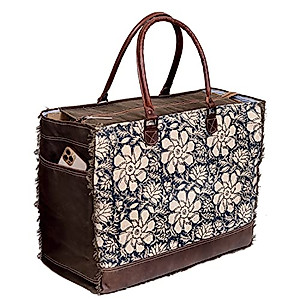 Ruzioon Upcycled Canvas & Cowhide Hand Bag, Canvas & Cowhide Weekender Bag, Canvas Tote Bag, Canvas Shoulder Bag for Women’s