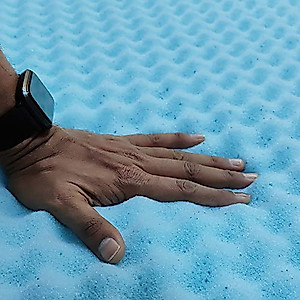 Nutan 1-inch Convoluted Gel Infused Memory Foam Mattress Topper with Egg Shell Design | Breathable, Soft, and Comfortable Bed Toppers for Back Pain, Cooling Pad for Better Sleep, Queen, Blue
