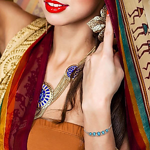 BETHZA Turquoise Bracelet for Women Sterling Silver Genuine Blue Turquoise Gemstone Link Adjustable Bracelet Western Vintage Jewelry Gift For Valentine Christmas