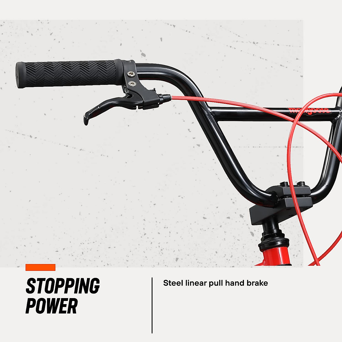 Mongoose Legion LXS Kids Freestyle Sidewalk BMX Bike, Beginner Riders, Boys and Girls, 20-Inch Wheels, Hi-Ten Steel Frame, Micro Drive 36x16T BMX Gearing, Red