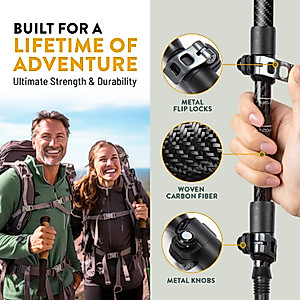 Hiker Hunger Carbon Fiber Trekking Poles | Collapsible Walking Sticks for Travel | Walking Poles for Women | Hiking Poles for Men | Hiking Sticks | Walking Stick - 3k Black & Green Cork