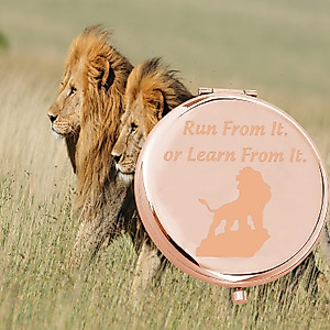 BEKECH Lion Movie Inspired Gift Inspirational Compact Mirror Run Learn from It or Learn from It Makeup Mirror for Women Girls (Lion Movie Mirror)