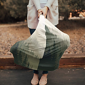 Car Seat Canopy Nursy Cover Forest, Multi Use Breastfeeding Scarf for Infant Carseat Canopy Stroller Shopping Cart Highchair Northern World with Coniferous Trees Scandinavian Woodland