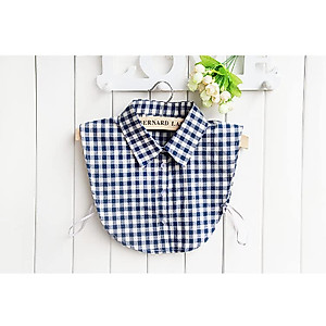 Vpang Women's Stylish Detachable Half Shirt Blouse False Collar Plaid Shirt Collar Fake Collar Dickey Collar (Blue)