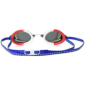 Speedo Unisex-Adult Swim Goggles Vanquisher Extended View, Mirrored Red/White/Blue/Grey