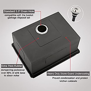 24 Inch Undermount Kitchen Sink, BoomHoze 24 x 19 Inch Stainless Steel Undermount Workstation Sink 16 Gauge Single Bowl Kitchen Sink Deep Bar Prep Sink with Accessories