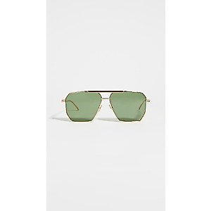 Bottega Veneta Women's Geometric Navigator Sunglasses, Gold/Gold/Green, One Size