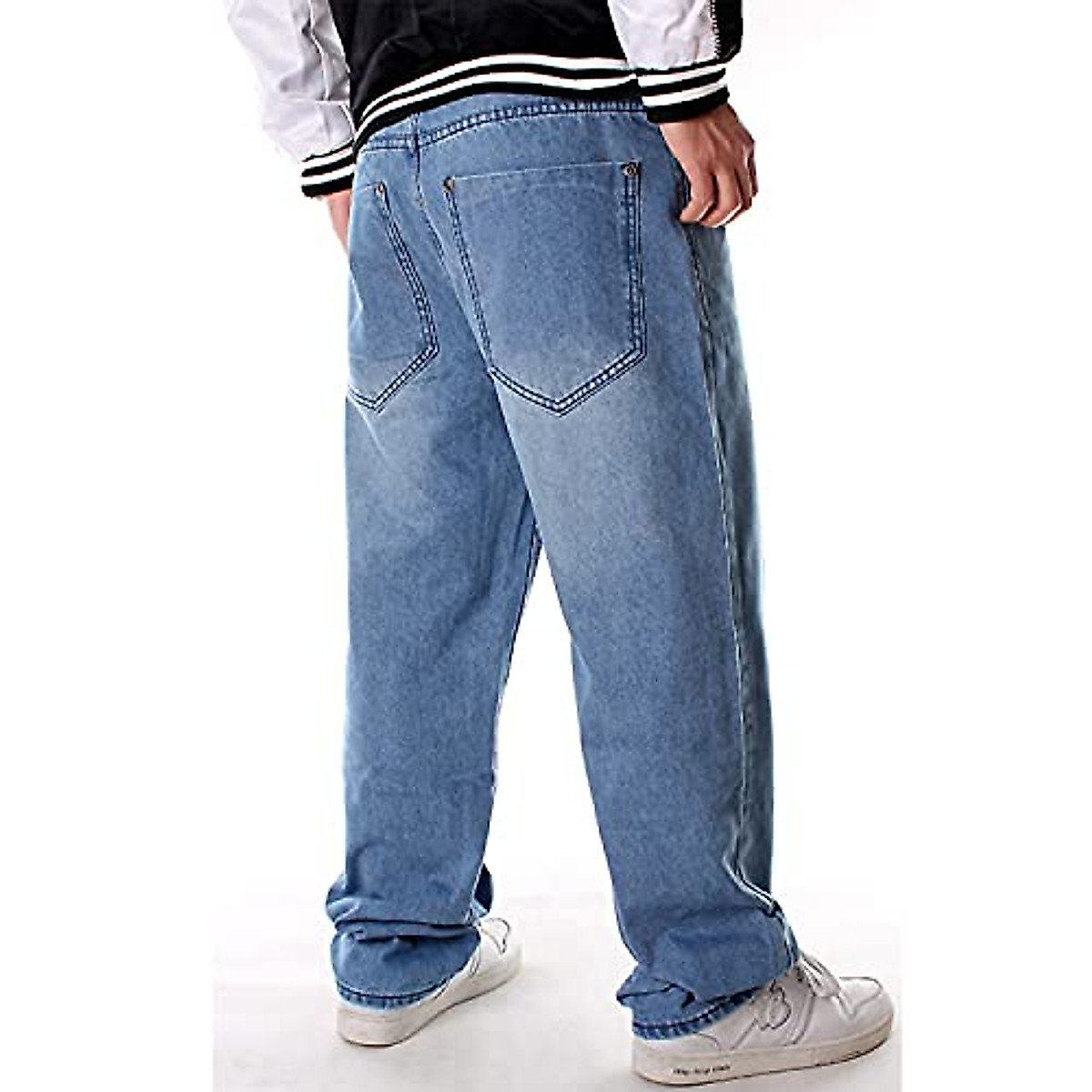 EnllerviiD Men's Relaxed Fit Classic Jeans - Loose Fashion Baggy Comfort Plain Hip Hop Denim Pants 022-30