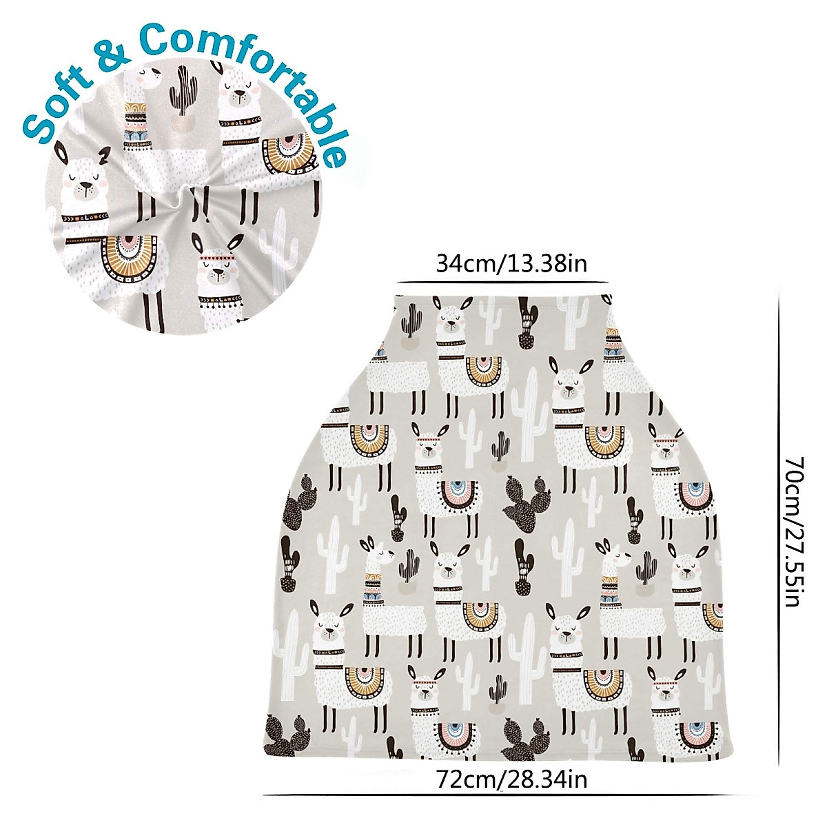 Stretchy Baby Car Seat Covers for Boys Girls Llama Cactus Infant Car Canopy Nursing Cover Breastfeeding Scarf