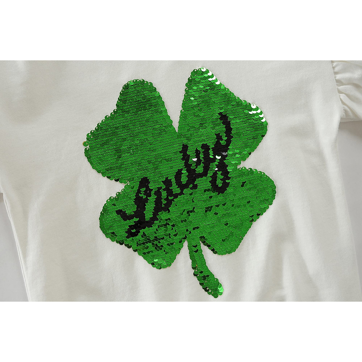 Little Hand Baby Girls Pullover Sweatshirts Toddler Flip Sequin Four Leaf Shamrock Shirts Long Sleeve Kids Clover Tops for 2t 3t