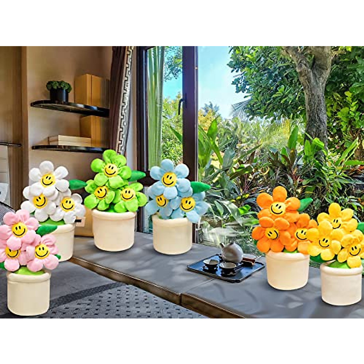 11.8 Inch Super Cute Sun Flower Smiling Face Flower Creative Stuffed Plants Plush Toy Room Decoration for Your Family Birthday Gifts (3. Yellow)