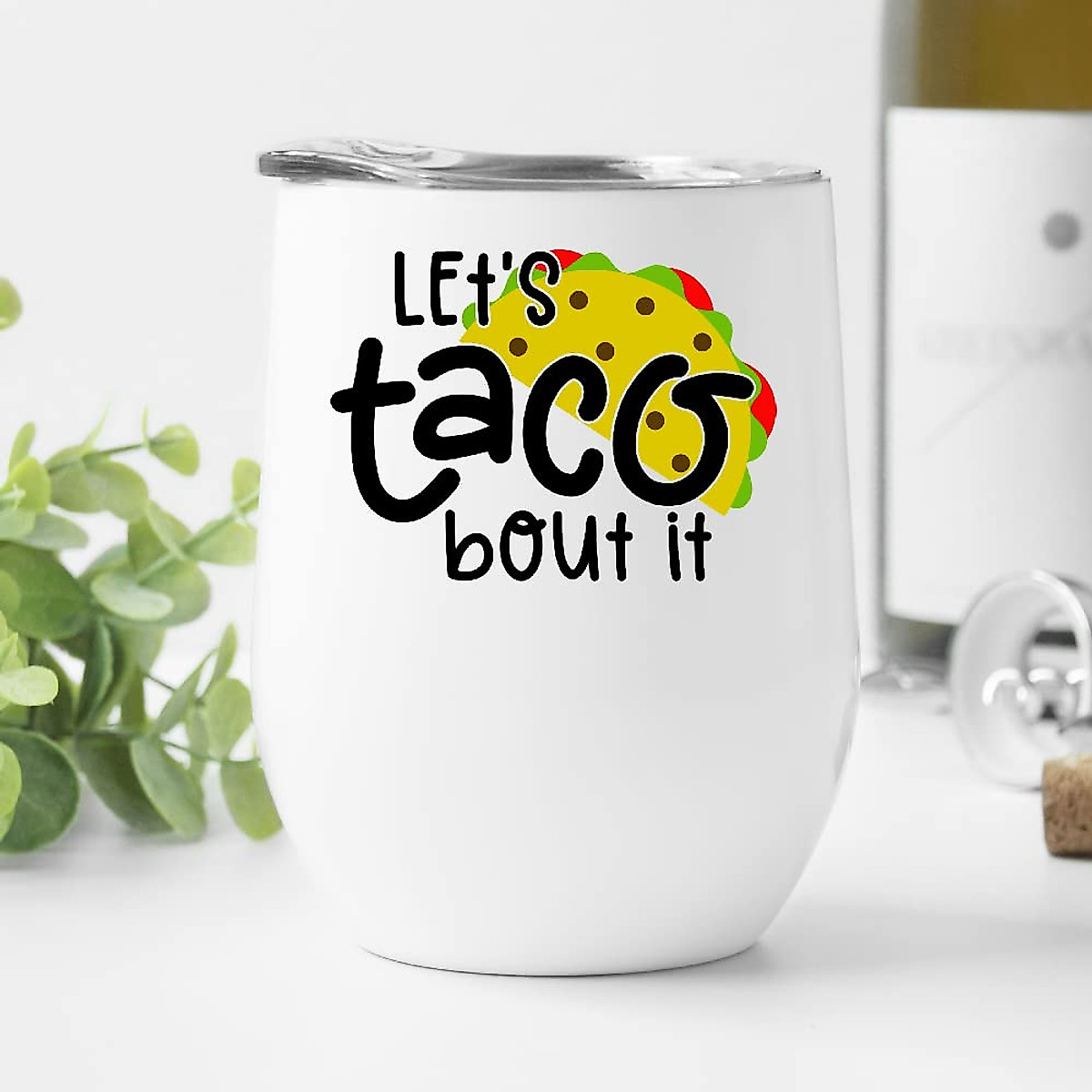 Savvy Sisters Gifts Let's Taco Bout it Cinco de Mayo Wine Taco Lover Tumbler Party Favor Bar Glass Wine Lover Gift Insulated Wine Glass Kitchen Decor