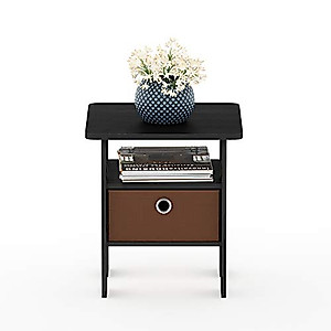 Furinno Andrey End Table / Side Table / Night Stand / Bedside Table with Bin Drawer, Americano/Medium Brown