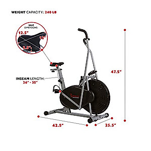 Sunny Health & Fitness Air Resistance Hybrid Fan Bike - SF-B2618, Gray