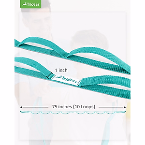 Trideer Stretching Strap Yoga Strap Yoga Band for Physical Therapy, 10 Loop Non-Elastic Yoga Straps for Stretching, Pilates, Exercise & Dancing, Stretch Band with Aesthetic Packaging for Women & Men