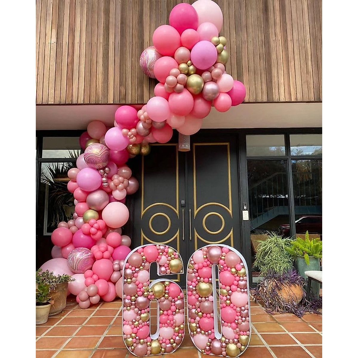Bezente Pink Balloons Set,60pcs 12 inch Metallic Pink Pearl Pink Hot Pink Pastel Pink Latex Balloons Kit for Birthday,Wedding,Baby Shower,Princess Theme Party Decorations