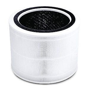 LEVOIT Air Purifiers for Home Large Room, Black & Air Purifier Replacement Filter, 3-in-1 True HEPA, High-Efficiency Activated Carbon, Core 200S-RF, White