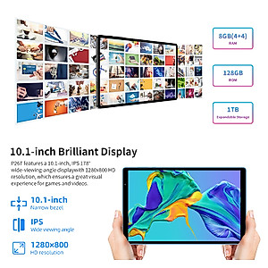 TECLAST 10 Inch Android 13 Tablet, P26T Tablets 8GB RAM+128GB ROM 1TB TF, WiFi 5G/2.4G, Octa core, 1280 * 800 HD Touch Screen, BT 5.2, Google GMS, 6000mAh, Dual Camera, OTG, Type C, with Case