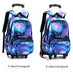 3Pcs Starry Sky Geometry Trolley Backpack Middle School Student School Bag Primary School bookBag