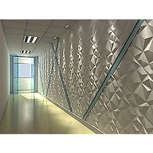 Art3d Textures 3D Wall Panels White Diamond Design Pack of 12 Tiles 32 Sq Ft (PVC)