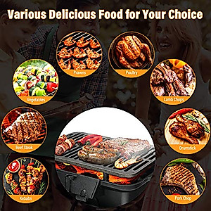 Giantex Charcoal Grill Hibachi Grill, Portable Cast Iron Grill with Double-sided Grilling Net, Air Regulating Door, Fire Gate, BBQ Grill Perfect for Outdoor Picnic Camping Patio Backyard Cooking