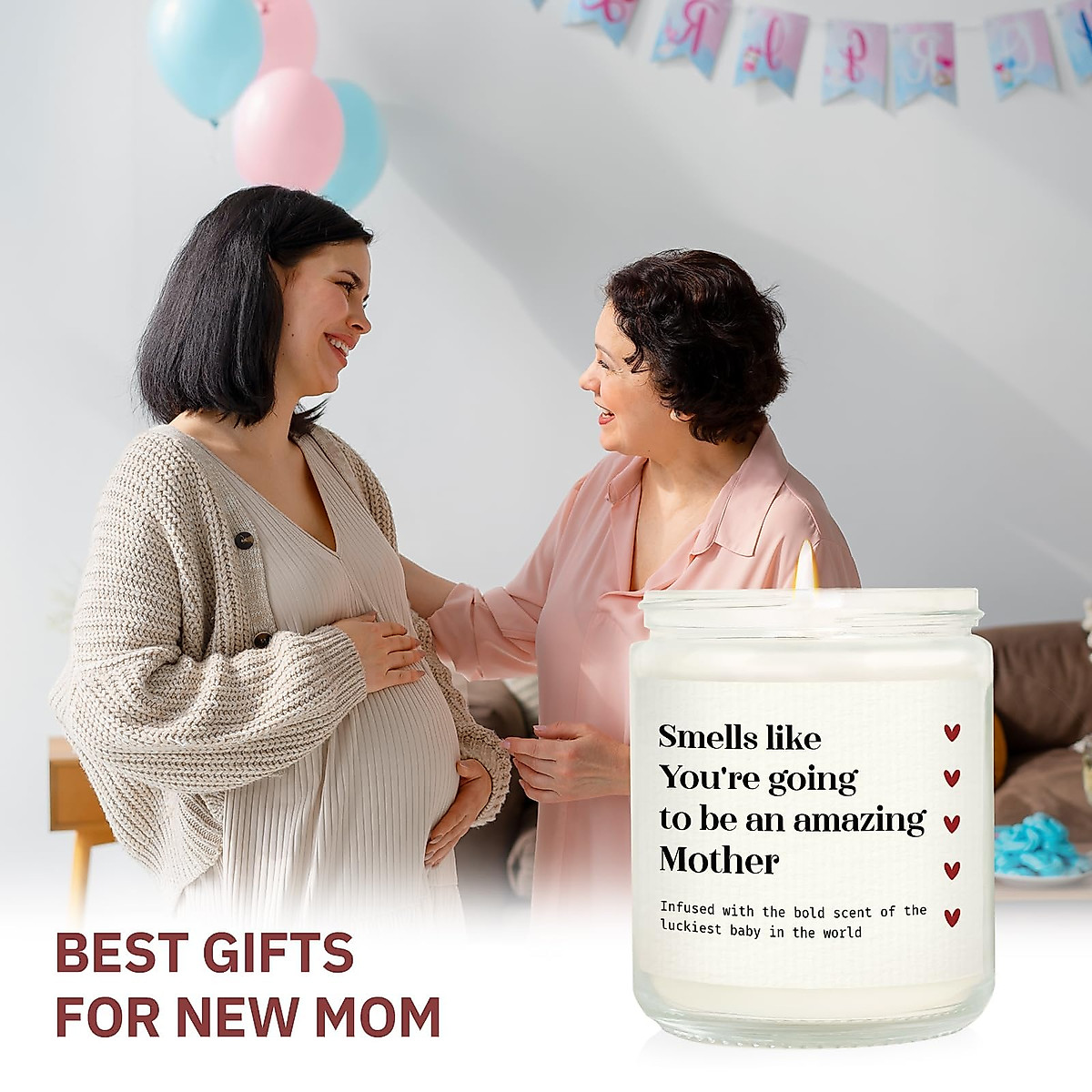 GiltGlimmer New Mom Christmas Gifts - Mom to Be Gift for First Time Moms, Pregnancy Must Haves Soy Wax Lavender Scented Candle, Pregnancy Gifts for Expecting Mom, Wife, Friend, Sister