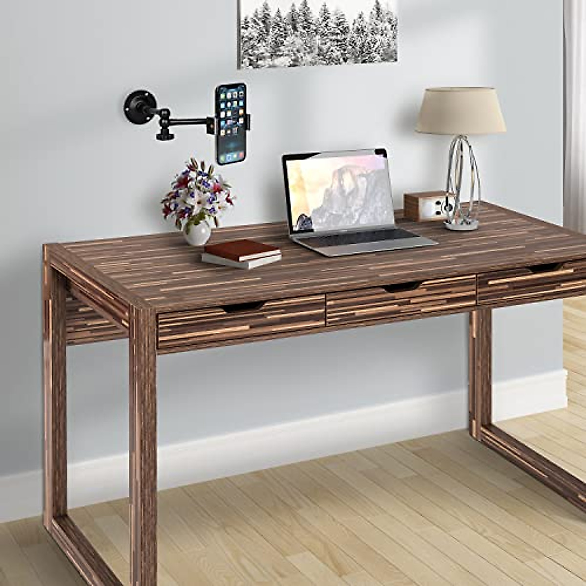 UYODM Phone Wall Mount Holder Bracket Magic Arm and Clamp, Compatible with iPhone/Samsung Galaxy/Nexus/HTC/LG Most Smart Phones and GPS up to 4" Wide(Upgraded Version)