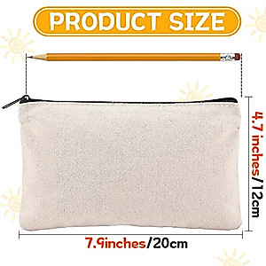 10 Pack Blank DIY Craft Bag Canvas Pen Pencil Case- Cotton Canvas for School Supplies Invoice Bill Bag Makeup Bag Cosmetic Bag Multipurpose Travel Toiletry Pouch with Black Zipper 7.9 x 4.7 inches