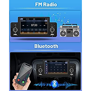 5'' Single Din Apple Carplay Car Stereo with Android Auto, Hikity HD Touch Screen Car Radio Bluetooth 5.1, Mirror Link, FM, Siri, SWC, Dual USB Input, Car Audio with Mic, Remote Control, Backup Cam