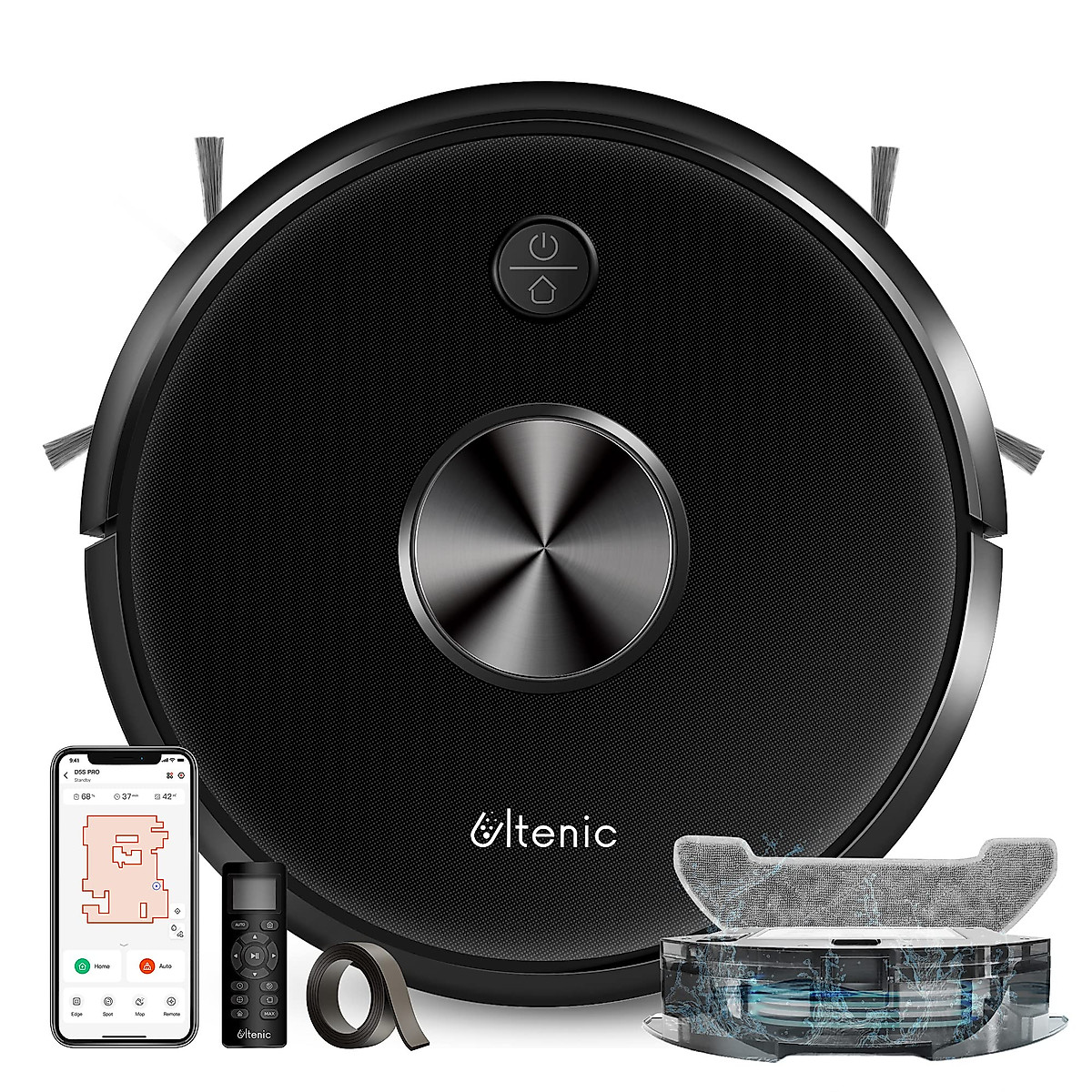 Ultenic D5s Pro Robot Vacuum and Mop Combo, 3000Pa Strong Suction, Row-by-Row Cleaning, APP Control, Self-Charging, Works with Alexa, Boundary Strips, Good for Pet Hair, Hard Floor and Carpet