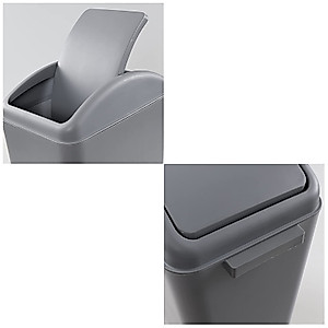Sandmovie 3-Pack Swing Top Trash Bins, 4.5 Gallon Plastic Garbage Can with Lid, Gray