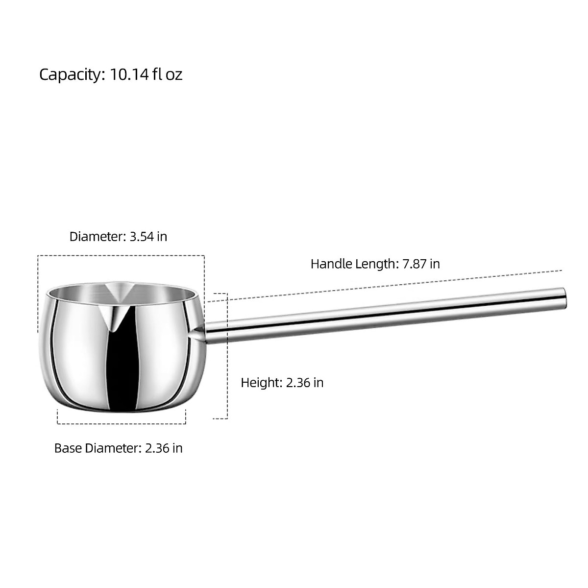 SSYSHANGSYAButter Warmer - Multi-Function Stainless Steel Pot for Milk Heating, Turkish Coffee, and Chocolate Melting, with Dual Pour Spout and Heat-Resistant Handle (10oz/300ml)