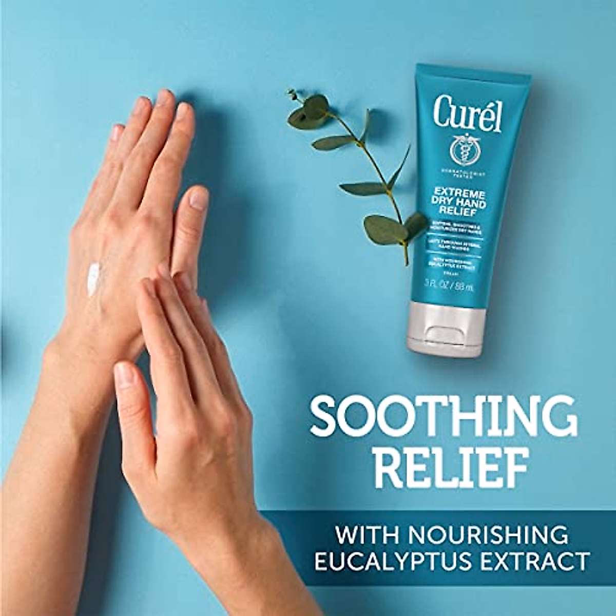 Curél Extreme Dry Hand Dryness Relief, Travel Size Hand Cream, Easily Absorbed Hand Cream for Long-Lasting Relief after Washing Hands, with Eucalyptus Extract, 3 Ounces