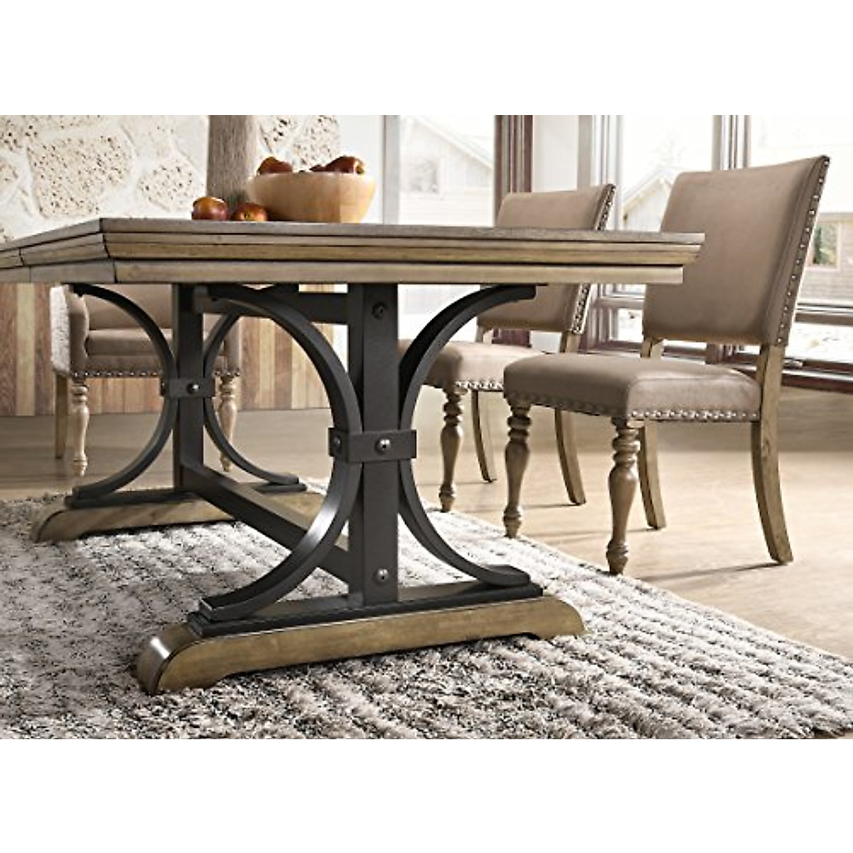 Roundhill Furniture Birmingham Dining Set, One Size, Driftwood Finish