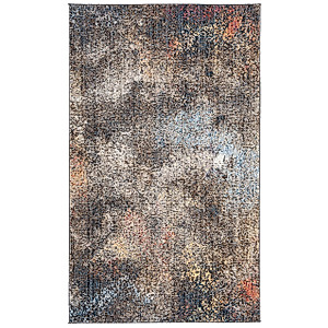 SAFAVIEH Monray Collection Accent Rug - 3' x 5', Blue & Multi, Modern Abstract Distressed Design, Non-Shedding & Easy Care, Ideal for High Traffic Areas in Entryway, Living Room, Bedroom (MNY651E)