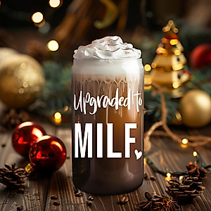 Fairy's Gift 16 oz New Mom Glass Cup w/Lid & Straw, Funny New Mom Gifts for Women - Christmas, Postpartum, Pregnancy Gifts for Expecting Mom, Pregnant Women, Mom to Be, Gifts for 1st Time Mom