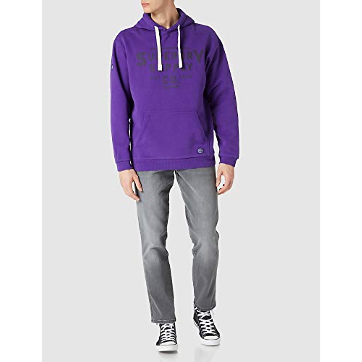 Superdry Mens Heritage Mountain Graphic Hoodie, Oversized Fit Winter Purple Size S