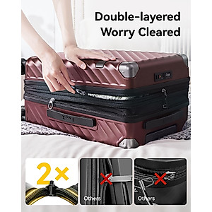 LUGGEX Luggage with Spinner Wheels, Polycarbonate Expandable Hard Shell Suitcase, Checked Large 27 Inch, Charcoal Metallic