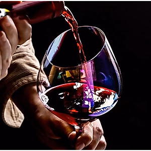 Luxrify Enhance Your Wine Experience Iridescent Wine Glasses - Premium Quality, Unique Design at Rim, Long Stemware, Hand-Blown & Perfect for Wine Lovers, Colored Stemware (Set Of 6)