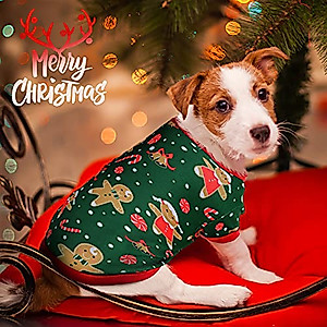 6 Pieces Christmas Dog Clothes Pet Shirts Breathable Puppy Vest Printed Christmas Snowman Reindeer Santa Claus Dog Shirts for Soft Outfit Dogs and Cats (L(8.8lbs-11.1lbs))