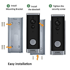 XODO VD1 Smart Home Wireless Security Camera with Night Vision, Waterproof Video Doorbell/WiFi 1080P HD/166°Wide Angel/2-Way Audio/No Monthly Fee/Real-Time Alerts/Rechargeable Batteries