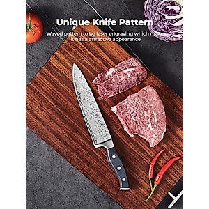 Knife Block Set, AMEGAT Knife Set with Advanced Self-Sharpening Technology, 14-Piece Waved Texture Kitchen Knife Set, Stainless Steel Knife Set with Block, Razor-Sharp Knives and Full Tang Handle