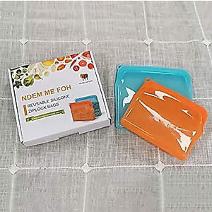 Ndem Me Foh Reusable Silicone Bag Set for Food Storage | Freezer Bags with Ziplock Seal for Fresh Lunch & Snack | BPA, Plastic Free Leakproof Container Bag for Vegetable | Airtight Seal Food Saver