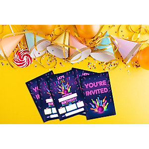 Let's Strike Up Bowling Birthday Party Invitations - Bowling Party Supplies - Fill in The Blank Birthday Party Invites - 20 Invitation Cards With 20 Envelopes - (006A)