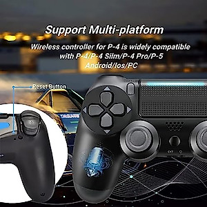 2 Pack Wireless Controller Compatible with PS4 Controllers, Control/Remotes Works with Playstation 4 Controller, Joystick/Gamepad/Mando with Motors/Speaker/Charging Cable, Black and Skull Black