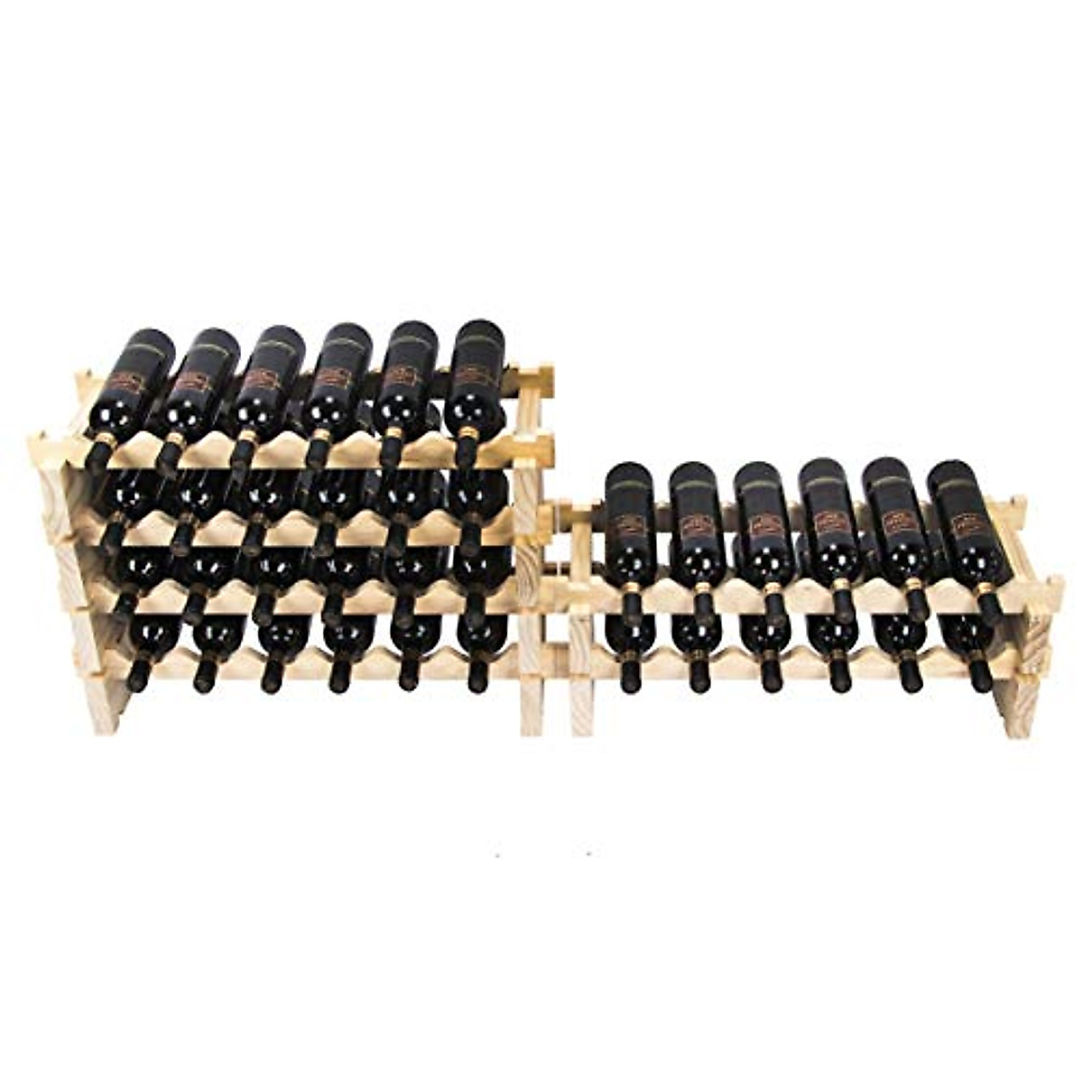 Beyond Your Thoughts Wine Rack Pine Wood 36 Bottle Capacity Stackable Storage Stand Display Shelves, Wobble-Free, Thicker Wood, (36 Bottle Capacity, 6 Rows x 6)