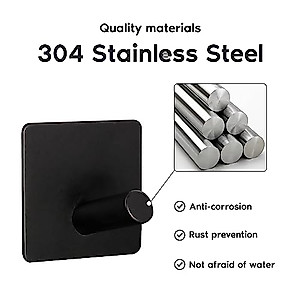 YMXDYM Adhesive Wall Hooks Heavy Duty Door Hanger Sticky Hooks 6 Pack Waterproof Stainless Steel for Bathrooms/Coat/Robe/Kitchen/Loofah/Washcloth