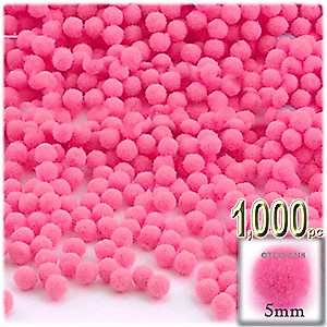 The Crafts Outlet Polyester Pom Poms, Solid Color, 5mm/0.20-inch, 200-pc, Orange