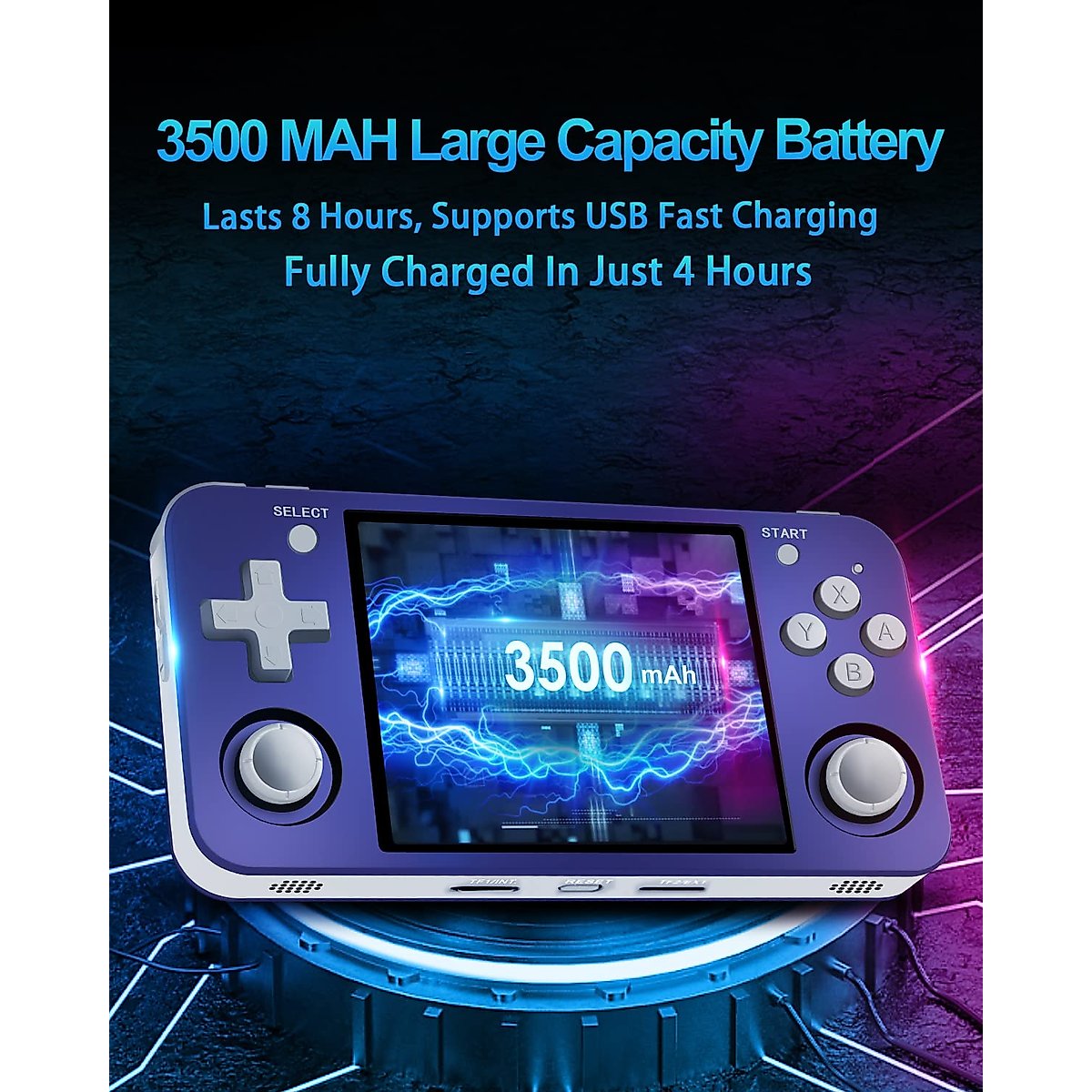 RG351P Handheld Game Console, Retro Game Console Open Linux System 3.5 Inch IPS Screen, Portable Game Console with 64G TF Card and 2500+ Video Game Classic Games 3500mAh Battery (Purple)