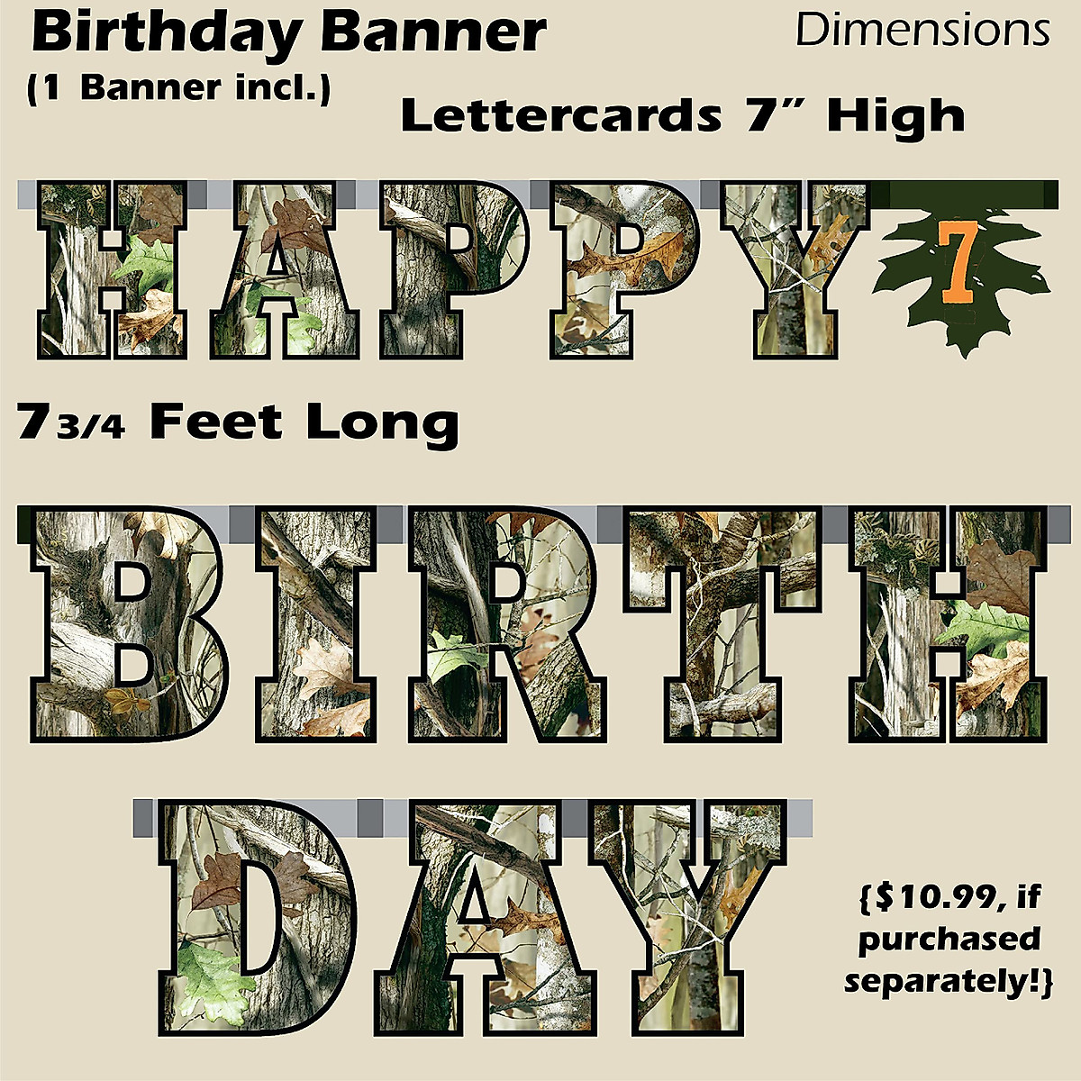 Havercamp Hunting Camouflage Birthday Party Kit (Deluxe Set; 1 Camo Birthday Banner, 3 Lanterns, 36 Cupcake Foils, 6 Buck Balloons, 1 Balloon Weight & 24 Straws) Next Camo Birthday Party Decorations.